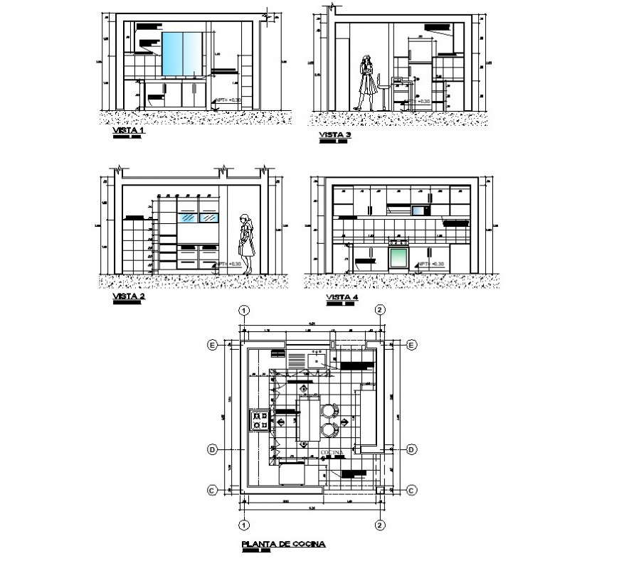 Kitchen Structure Detail Plan And Sectional Layout File Autocad Format